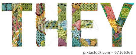 Word THEY. Vector zentangle object for decoration - Stock Illustration ...