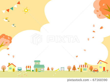 Spring town background - Stock Illustration [67168390] - PIXTA