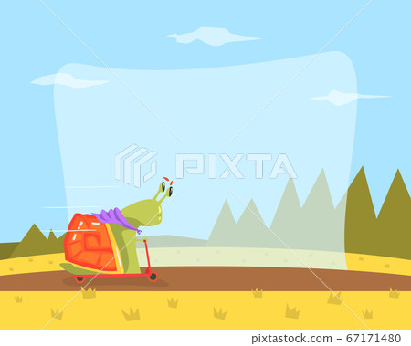 Cute Snail Riding Kick Scooter, Funny Creature... - Stock Illustration ...