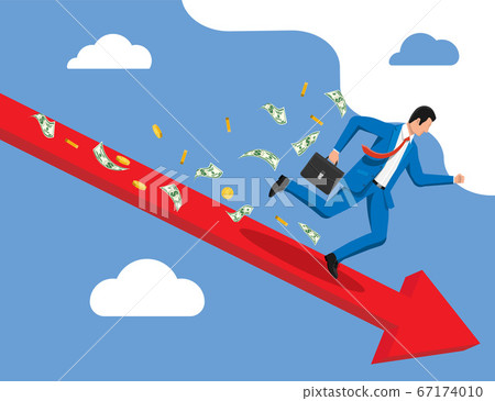 Businessman runs down the line and loses money. - Stock Illustration ...