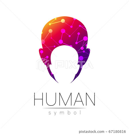 Vector symbol of human head. Person face. Red... - Stock Illustration ...