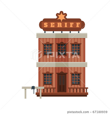Sheriff Office Architectural Construction, Wild... - Stock Illustration ...
