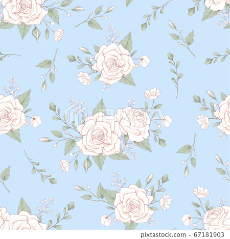 Seamless pattern of delicate roses. Hand drawing - Stock Illustration ...