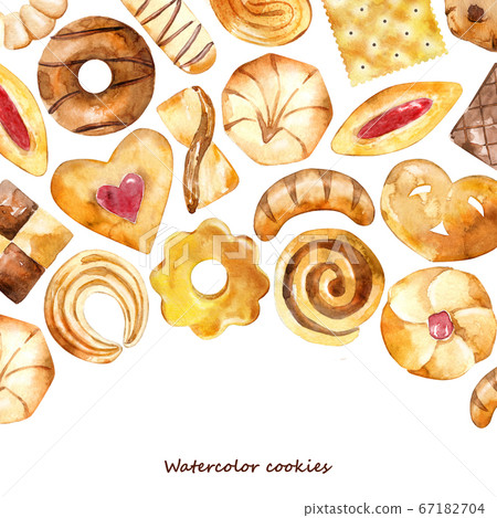 Watercolor cookies and biscuits - Stock Illustration [67182704] - PIXTA