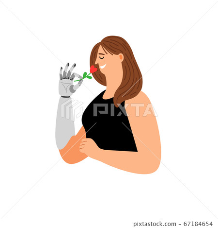 Cartoon woman with bionic arm - Stock Illustration [67184654] - PIXTA