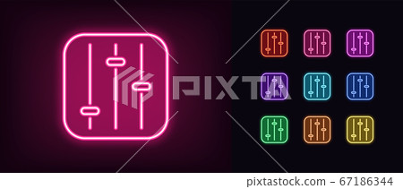 Neon settings panel icon. Glowing neon - Stock Illustration [67186344 ...
