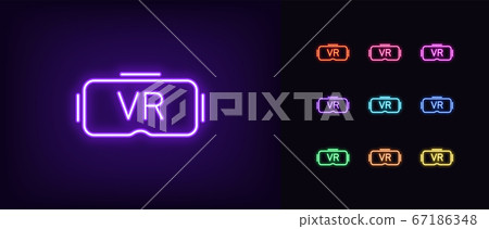 Neon VR glasses icon. Neon VR headset sign - Stock Illustration ...
