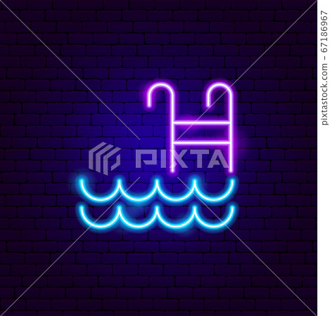 Swimming Pool Neon Sign - Stock Illustration [67186967] - PIXTA