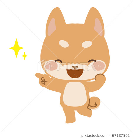 Shiba Inu-kun pointing with a smile - Stock Illustration [67187501] - PIXTA