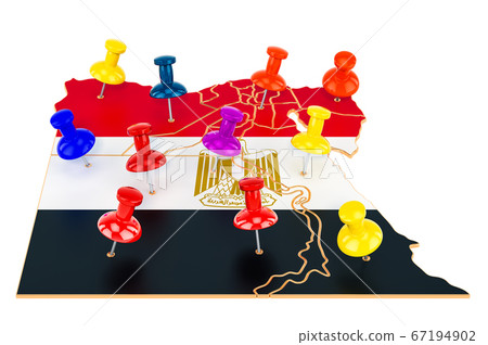 Map of Egypt with colored push pins - Stock Illustration [67194902] - PIXTA