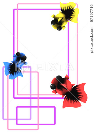 Vertical goldfish frame (purple) - Stock Illustration [67197716] - PIXTA
