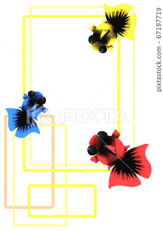 Vertical goldfish frame (yellow) - Stock Illustration [67197719] - PIXTA