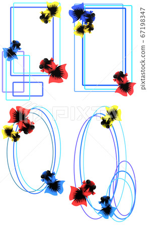 Vertical goldfish frame 4 types (blue) - Stock Illustration [67198347 ...