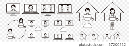Remote work icon set - Stock Illustration [67200312] - PIXTA