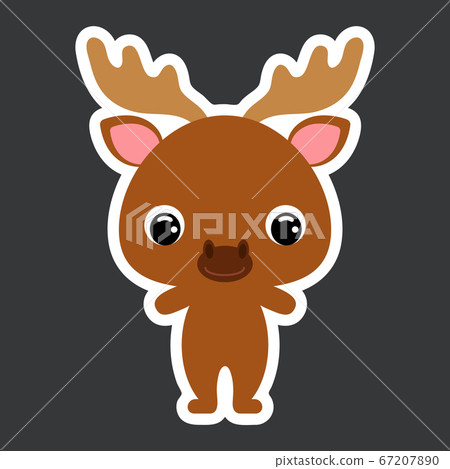 Children's sticker of cute little moose. - Stock Illustration [67207890 ...