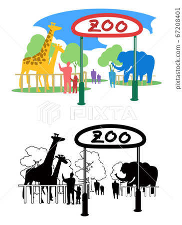 Zoo-color and monochrome - Stock Illustration [67208401] - PIXTA