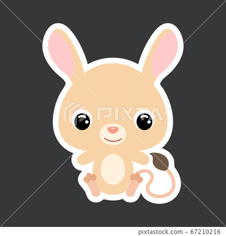 Children's sticker of cute little sitting jerboa. - Stock Illustration ...