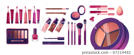 Cosmetics and fashion set with make up artist... - Stock Illustration ...