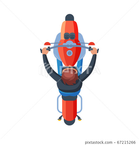 Man Riding Motorcycle, View from Above,... - Stock Illustration ...