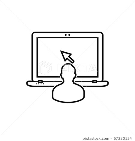Computer user line icon. Flat style vector EPS. - Stock Illustration ...