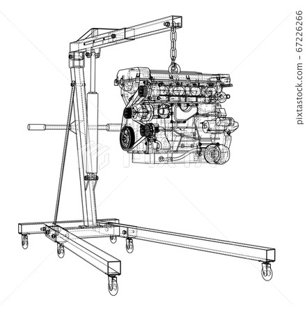Engine hoist with engine outline - Stock Illustration [67226266] - PIXTA