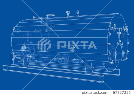 Industrial boiler outline. 3D illustration - Stock Illustration ...