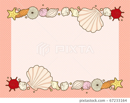 Cute seashell illustration frame - Stock Illustration [67233164] - PIXTA