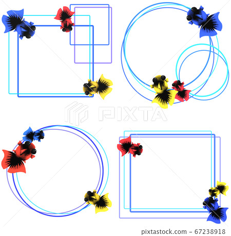 Goldfish frame 4 types (blue) - Stock Illustration [67238918] - PIXTA