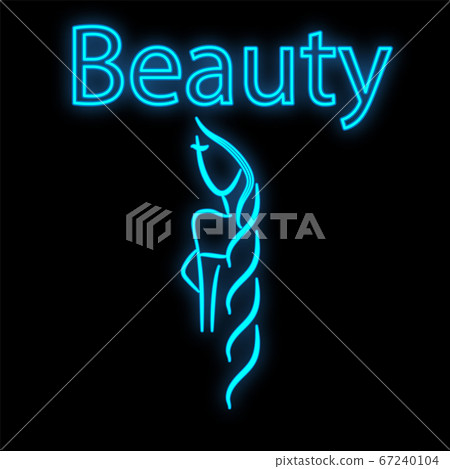 Bright luminous blue neon sign for a beauty salon - Stock Illustration ...