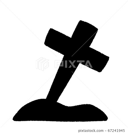 Grave silhouette of a leaning cross - Stock Illustration [67241945] - PIXTA