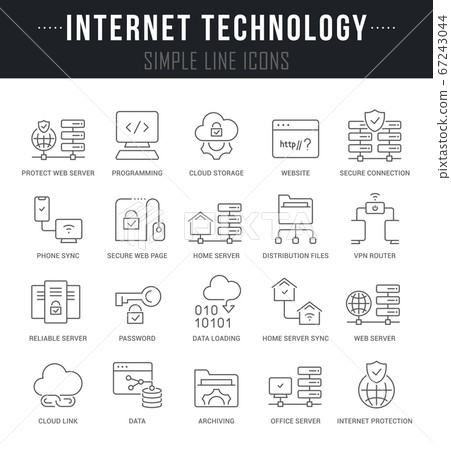 Set Vector Line Icons of Internet Technology - Stock Illustration ...