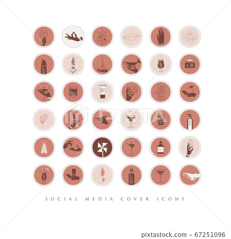 Hands and cosmetics social media cover icons coral-插圖素材 [67251096 ...
