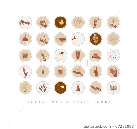 Hands and cosmetics social media cover icons brown-插圖素材 [67251098 ...
