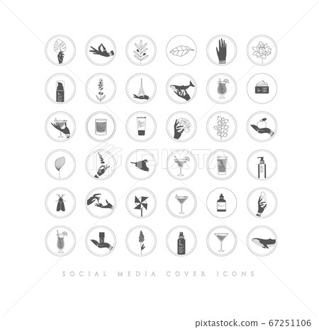 Hands and cosmetics social media cover icons - Stock Illustration ...