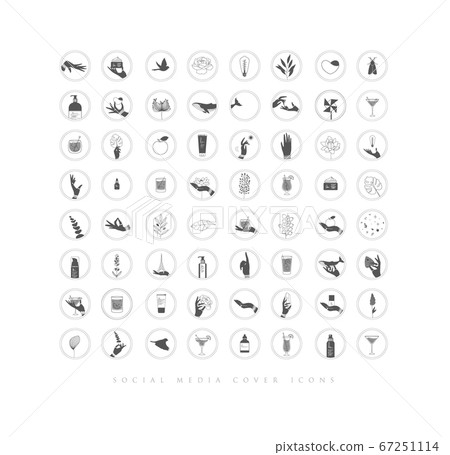 Hands and cosmetics social media cover icons-插圖素材 [67251114] - PIXTA圖庫