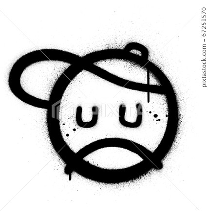 graffiti sad face icon sprayed in black over white - Stock Illustration ...