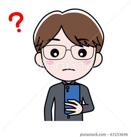 A male student who is wondering by seeing a... - Stock Illustration ...