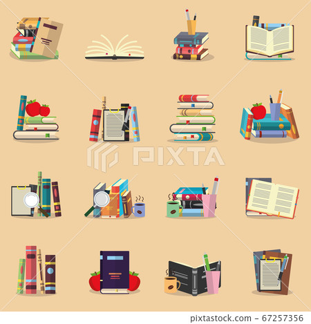 Collection of colored book icons. - Stock Illustration [67257356] - PIXTA