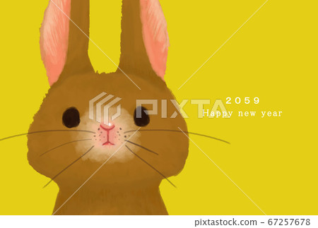 2059, rabbit year, New Year's card template - Stock Illustration ...