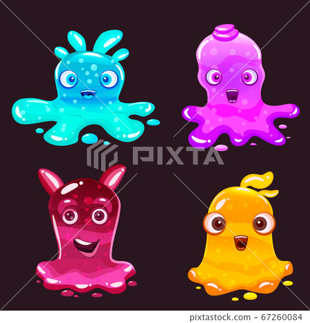 Set Slime jelli monsters characters, liquid... - Stock Illustration ...