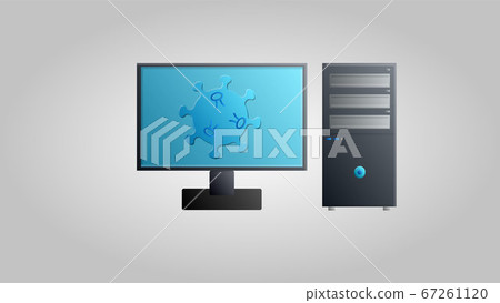 A modern digital computer with a monitor - Stock Illustration [67261120 ...