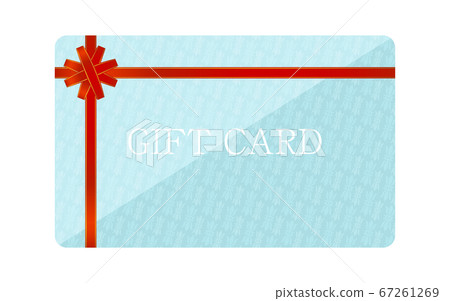 Blue gift card illustration with wrapping ribbon. - Stock Illustration ...