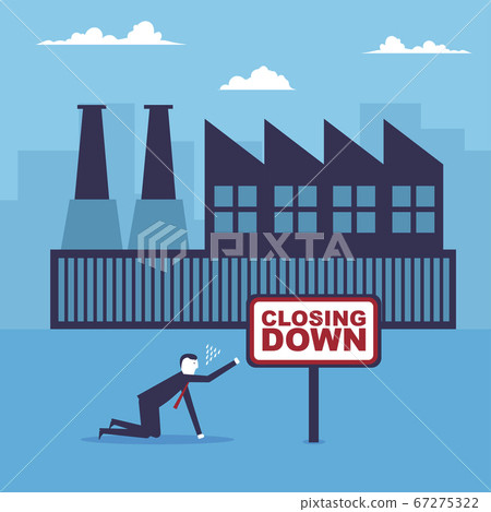Businessman sad the factory closing down - Stock Illustration [67275322 ...