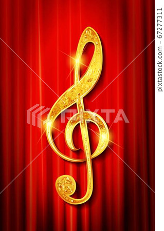 Gold ribbon in the shape of treble clef on a... - Stock Illustration ...