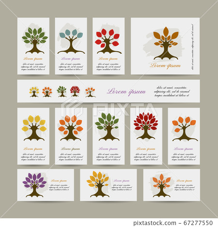 Set of cards with season trees for your design - Stock Illustration ...