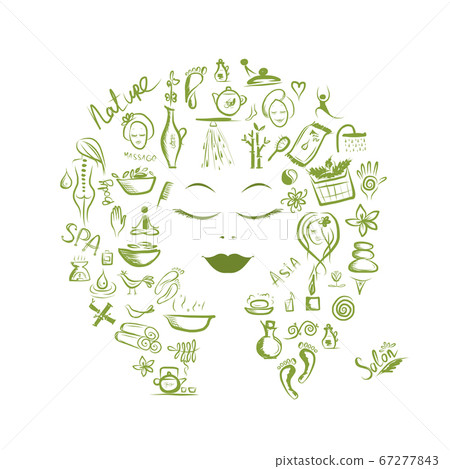 Female head, spa concept for your design - Stock Illustration [67277843 ...