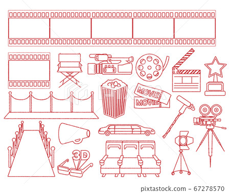 Movie motif illustration set/line drawing - Stock Illustration ...