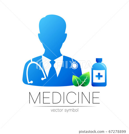 Doctor vector logotype in blue color with green...-插圖素材 [67278899 ...