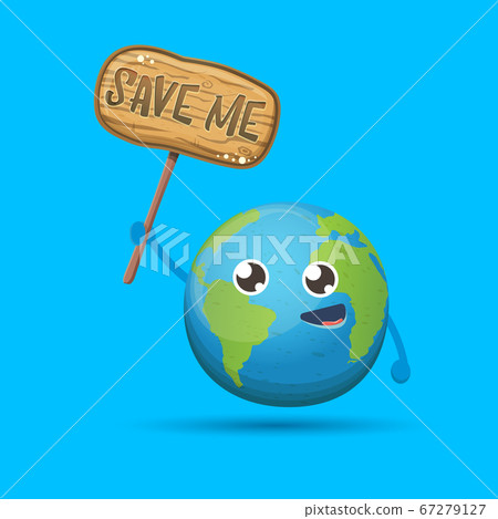 Cartoon cute earth planet character holding... - Stock Illustration ...