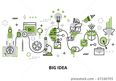 Concept of creative big idea in greenery color - Stock Illustration ...